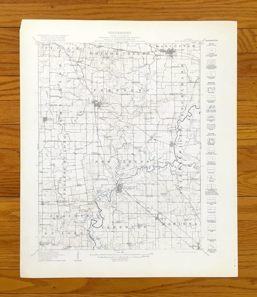 Antique New Athens, Illinois 1912 US Geological Topographic Map – St ...