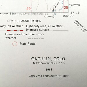 Antique Capulin, Colorado 1968 US Geological Survey Topographic Map ...