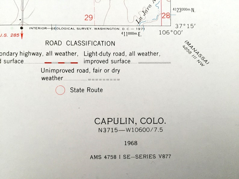 Antique Capulin Colorado 1968 US Geological Survey | Etsy