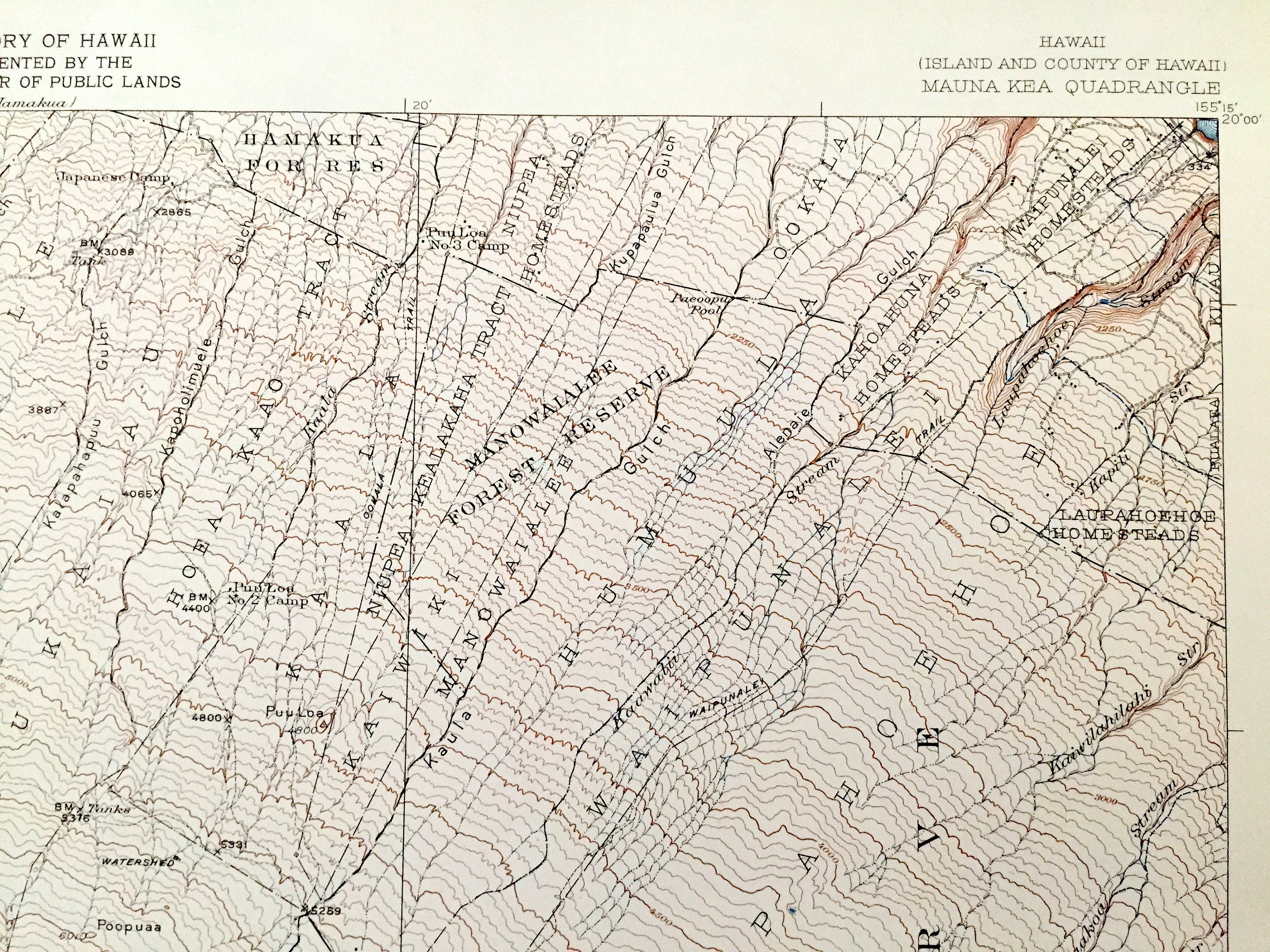 Antique Mauna Kea, Hawaii 1930 US Geological Survey Topographic Map ...