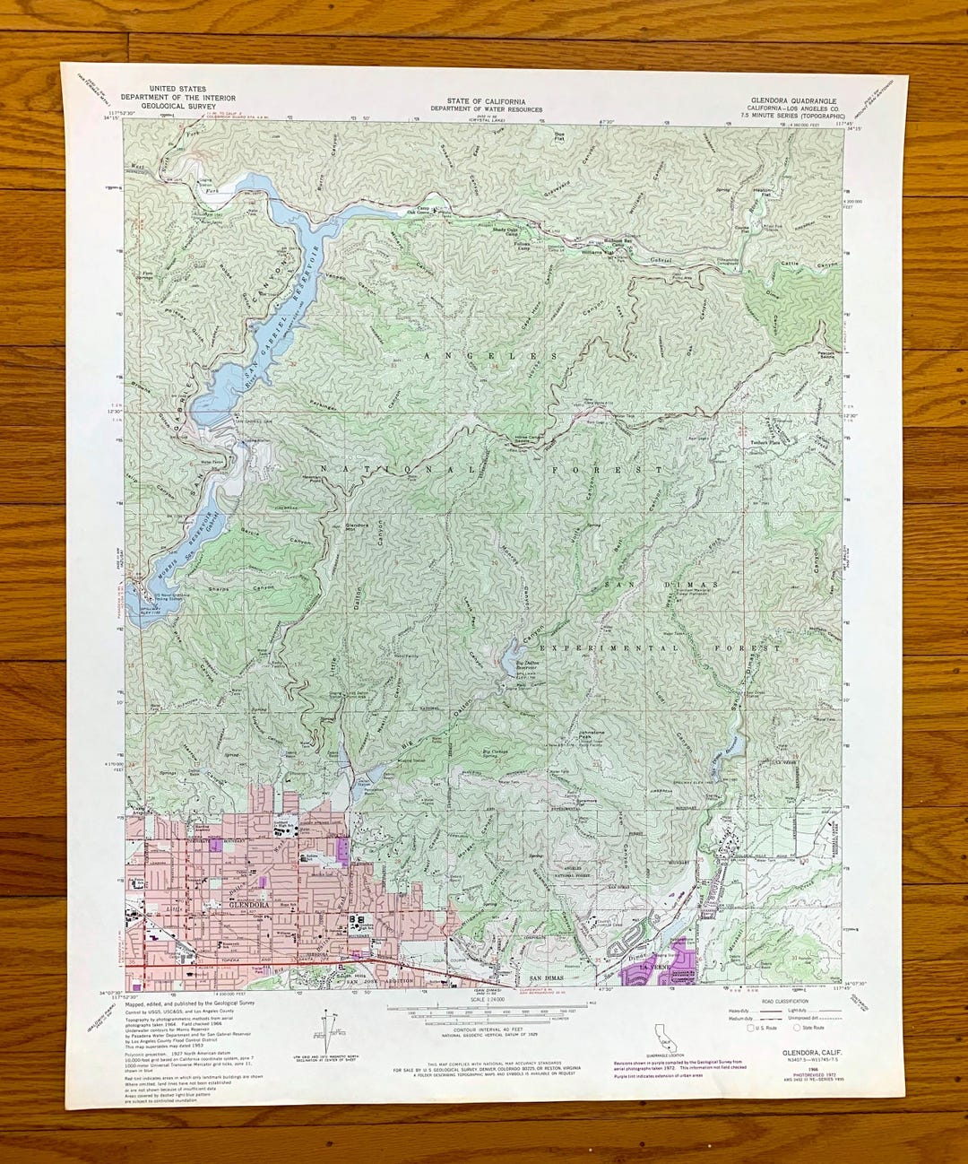 Antique Glendora, California 1966 US Geological Survey Topographic Map ...