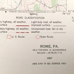 Antique Rome, Pennsylvania 1967 US Geological Survey Topographic Map ...
