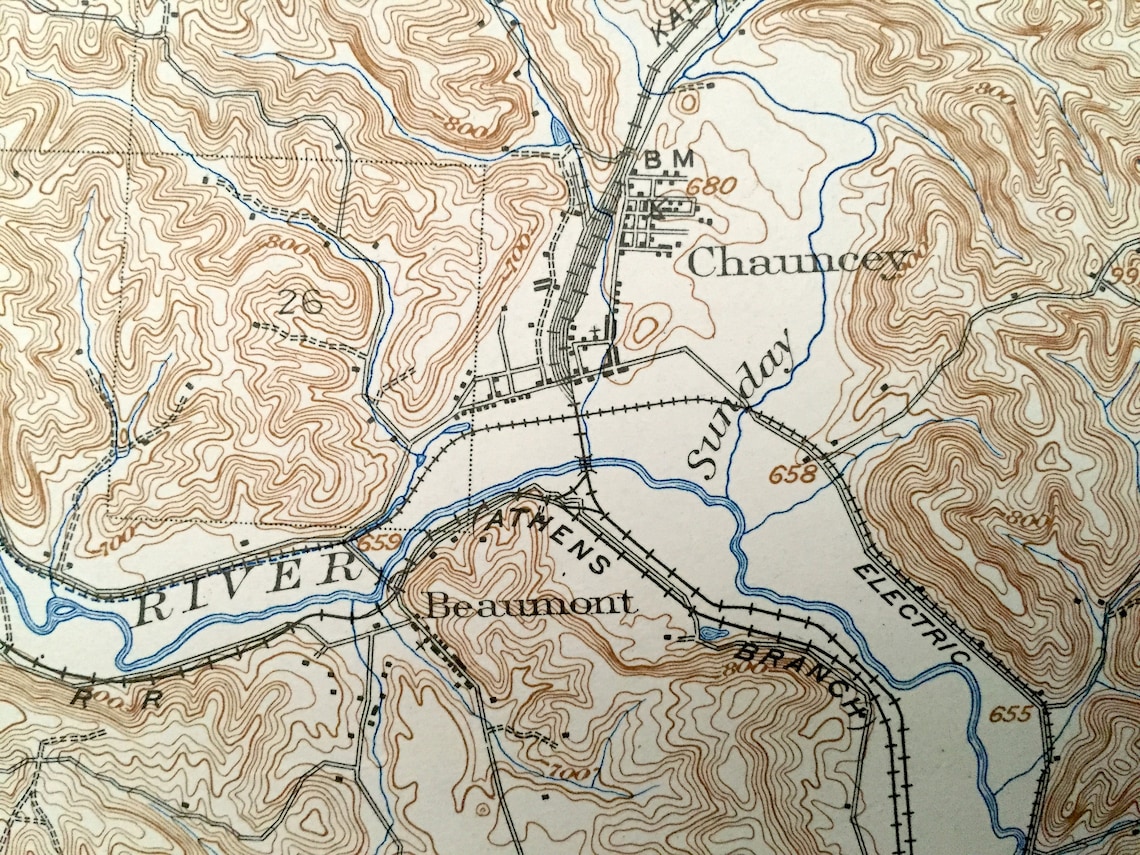 Antique Athens Ohio 1905 US Geological Survey Topographic Map | Etsy