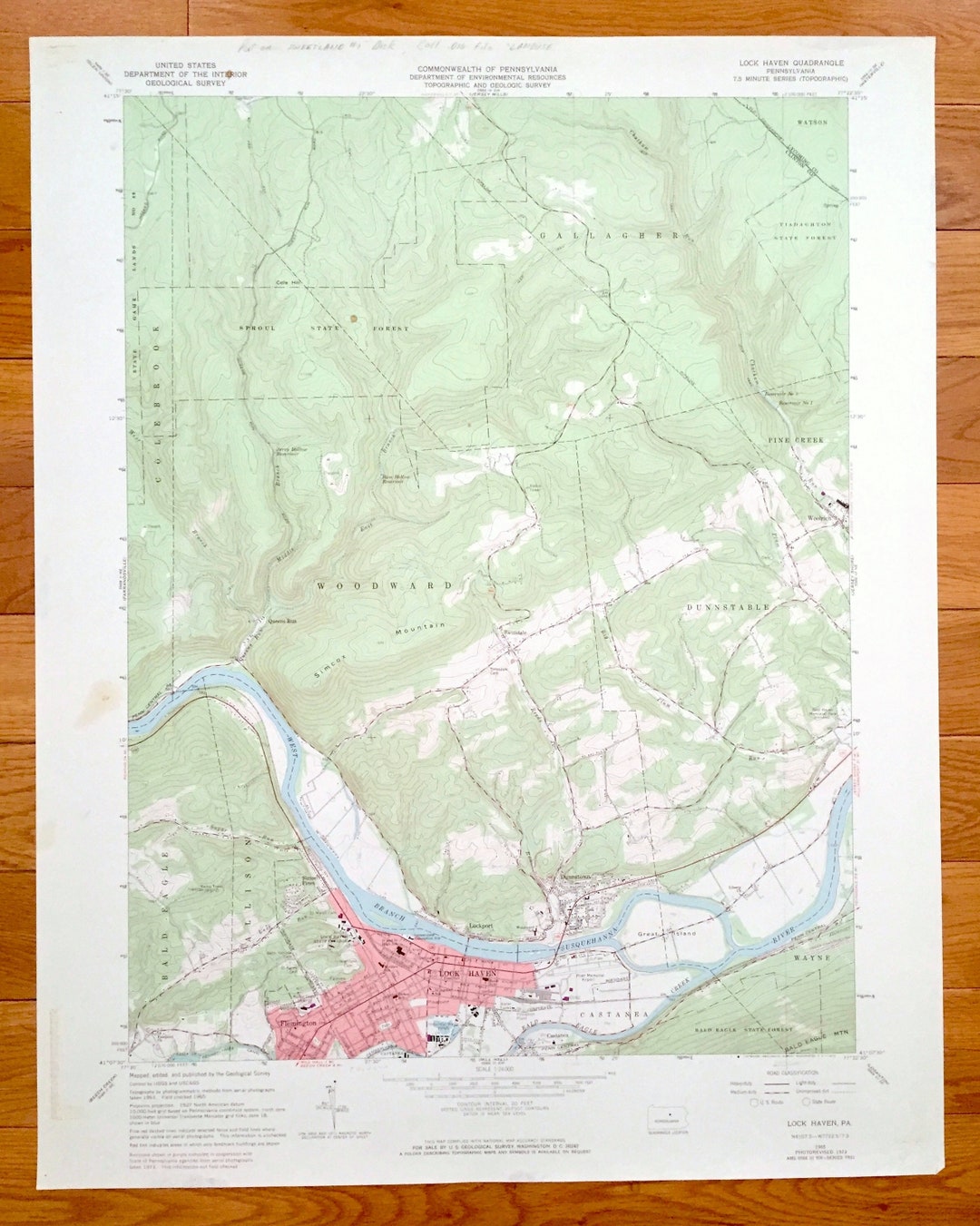 Antique Lock Haven, Pennsylvania 1965 US Geological Survey Topographic ...