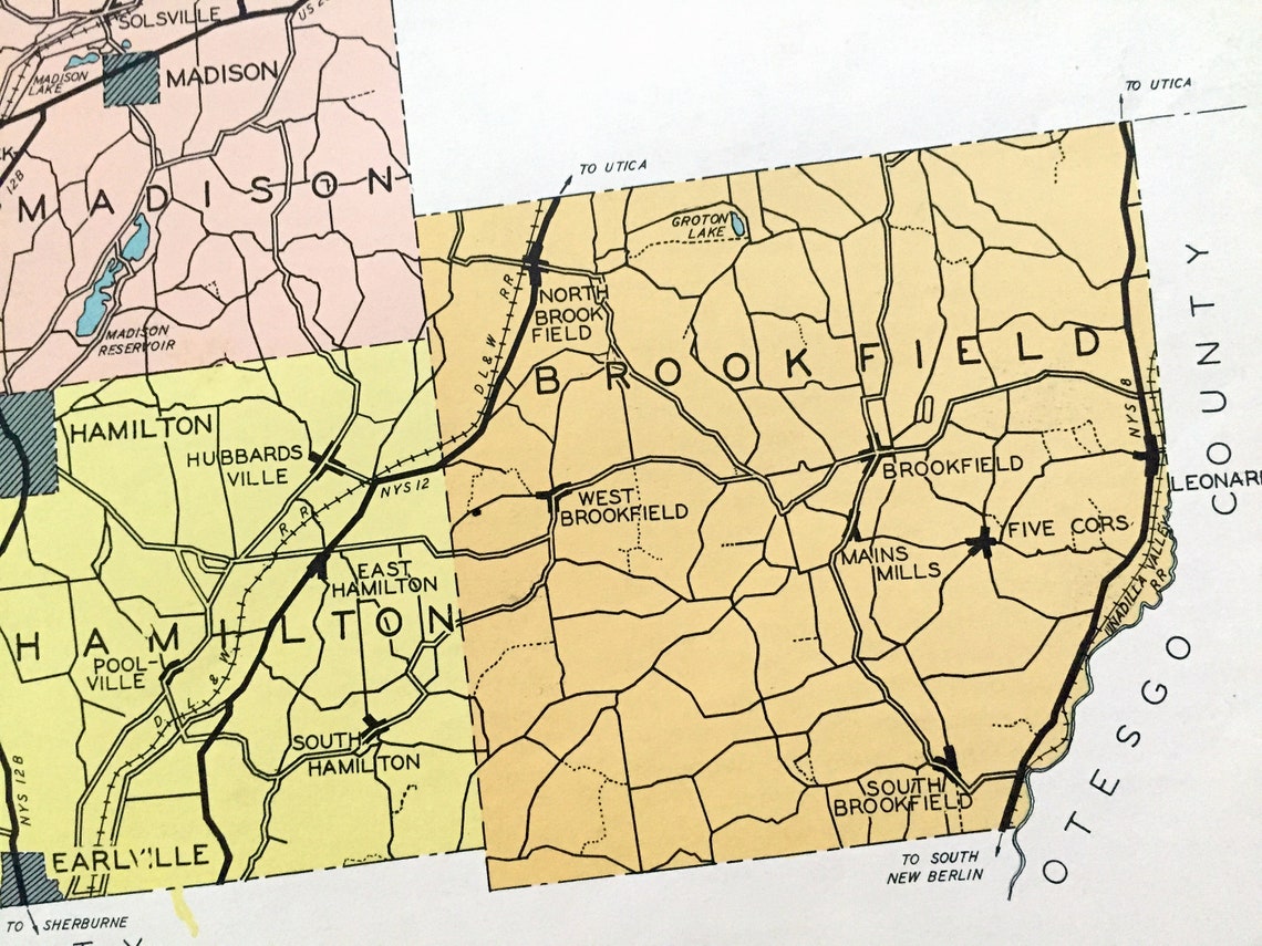 Antique Madison County New York 1941 Historical Atlas Map - Etsy