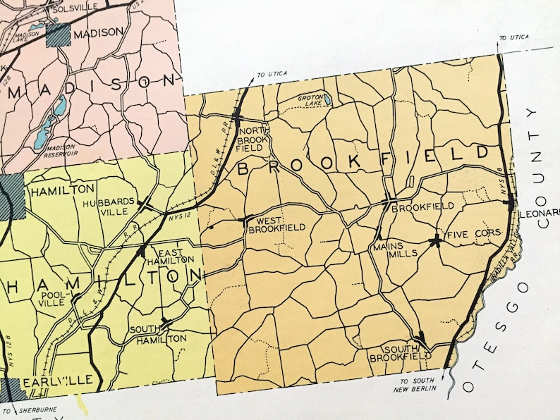 Antique Madison County New York 1941 Historical Atlas Map - Etsy