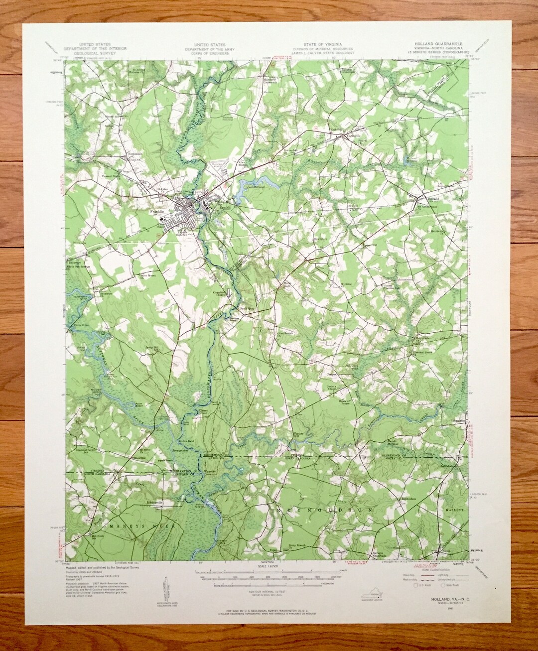 Antique Holland, Virginia 1957 US Geological Survey Topographic Map ...