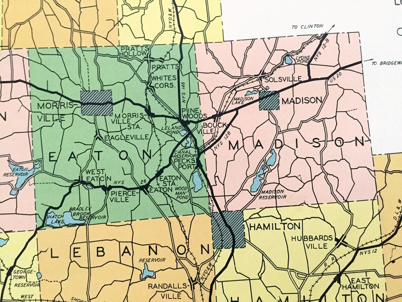 Antique Madison County New York 1941 Historical Atlas Map - Etsy