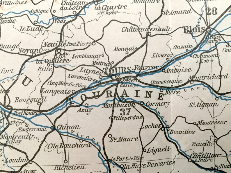 Antique 1909 Northwestern France Map From Baedekers Guide - Etsy