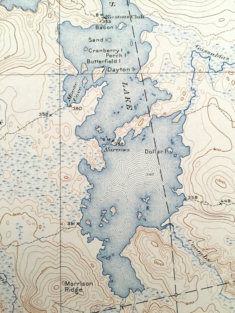 Antique Nicatous Lake, Maine 1934 US Geological Survey Topographic Map ...