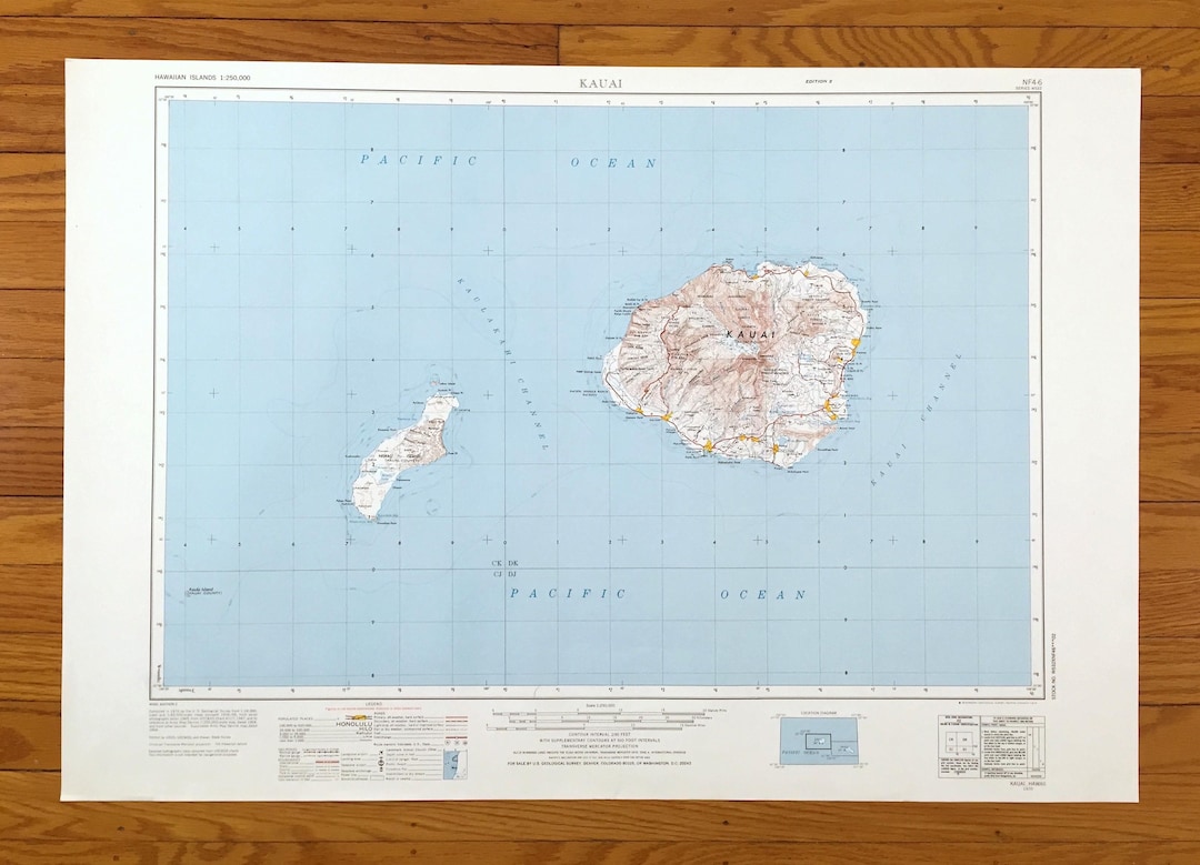 Antique Kauai, Hawaii 1970 US Geological Survey Topographic Map ...