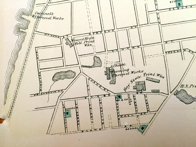 Antique 1871 City of Fall River Massachusetts Map From F.W. - Etsy
