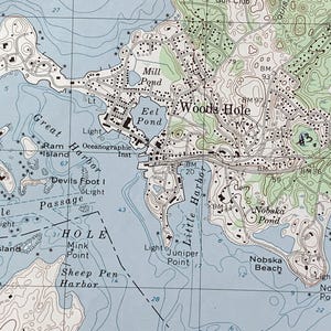 Antique Woods Hole, Massachusetts 1967 US Geological Survey Topographic ...