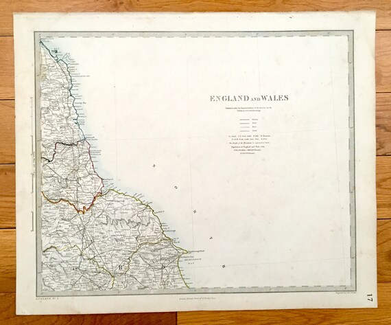 Antique 1845 England and Wales Map From SDUK Atlas United | Etsy