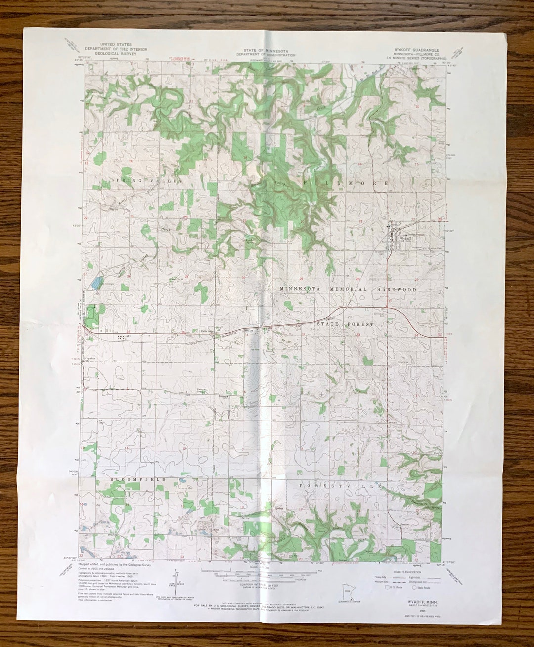 Antique Wykoff, Minnesota 1965 US Geological Survey Topographic Map ...