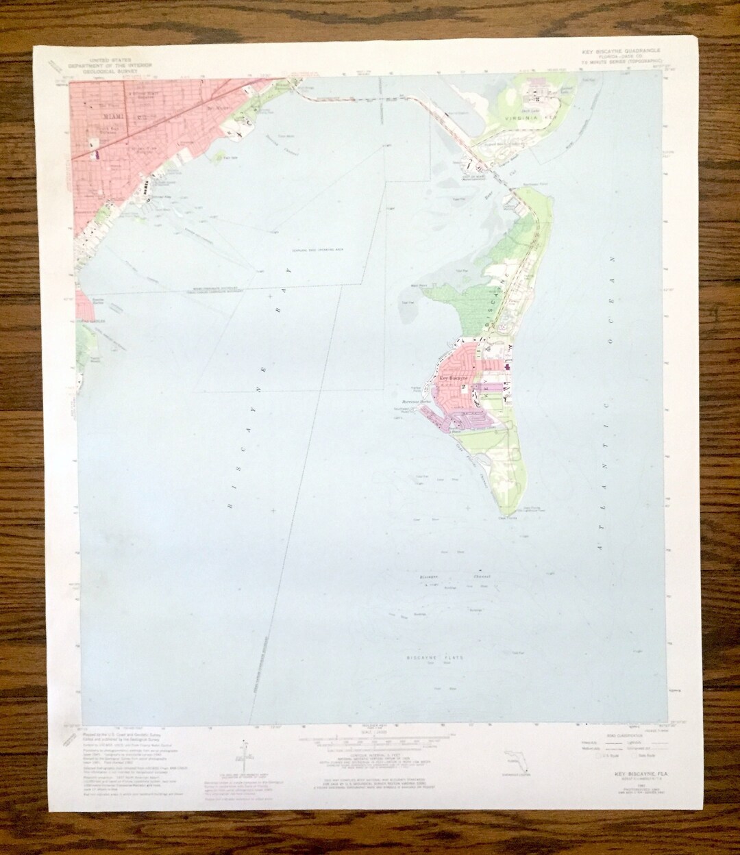 Antique Key Biscayne, Florida 1962 US Geological Survey Topographic Map ...