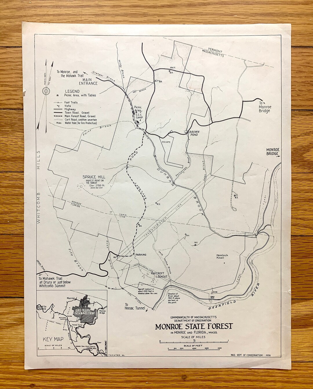 Antique Monroe State Forest, Massachusetts 1936 Department of ...