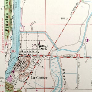 Antique La Conner, Washington 1956 US Geological Survey Topographic Map ...