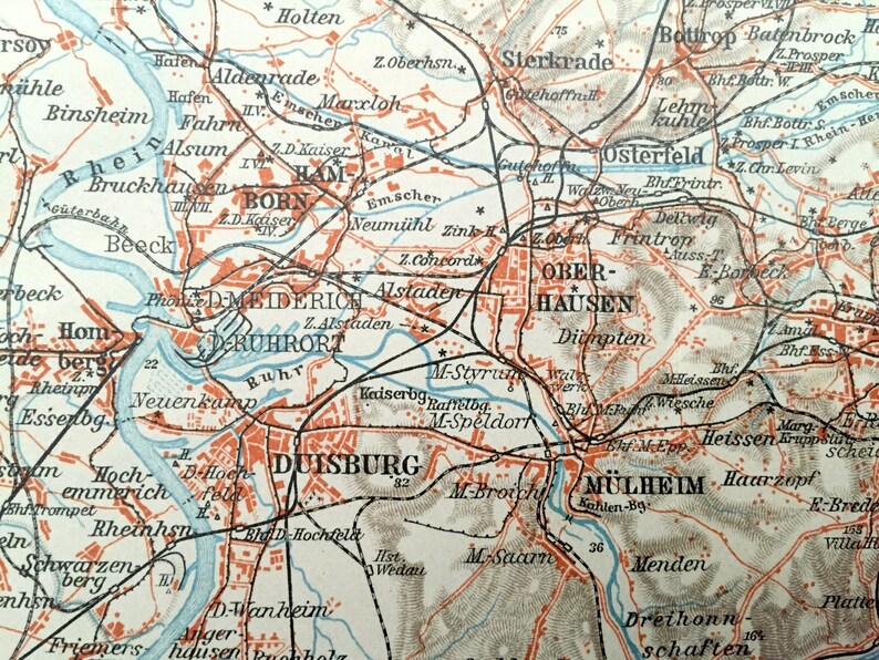 Antique 1925 Northern Germany Map From Baedekers Guide Atlas - Etsy