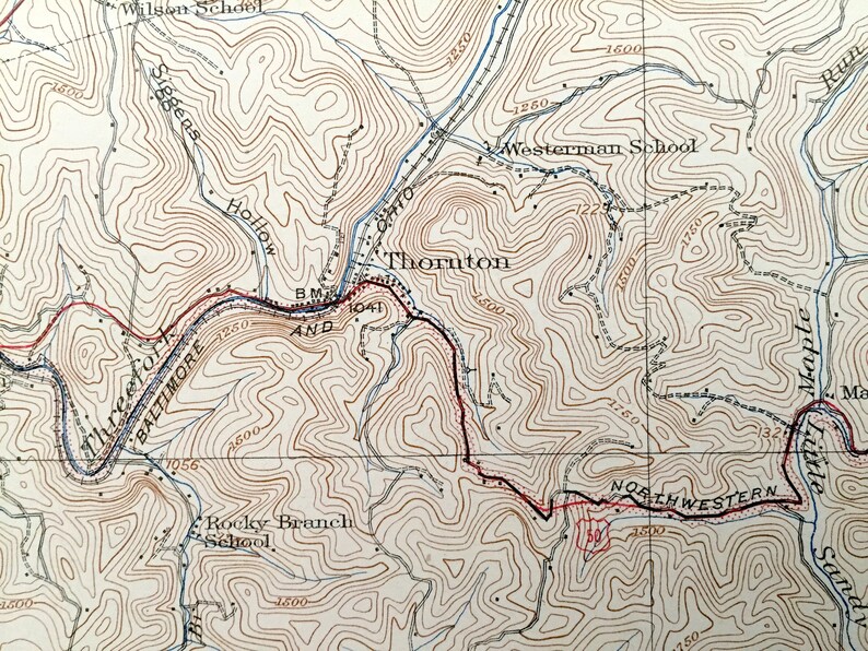 Antique Thornton, West Virginia 1926 US Geological Survey Topographic ...