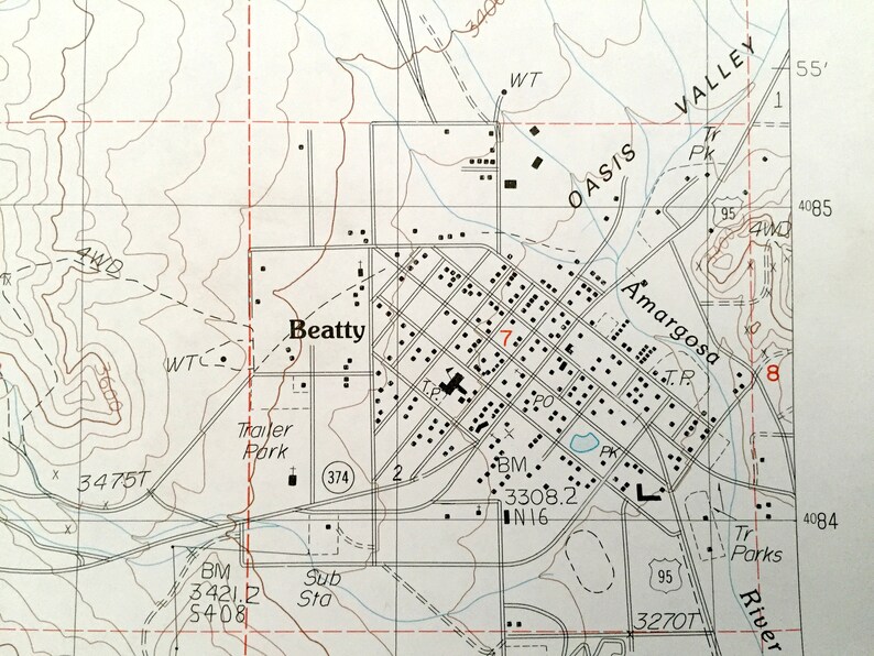 Antique Beatty, Nevada 1987 US Geological Survey Topographic Map – Nye ...
