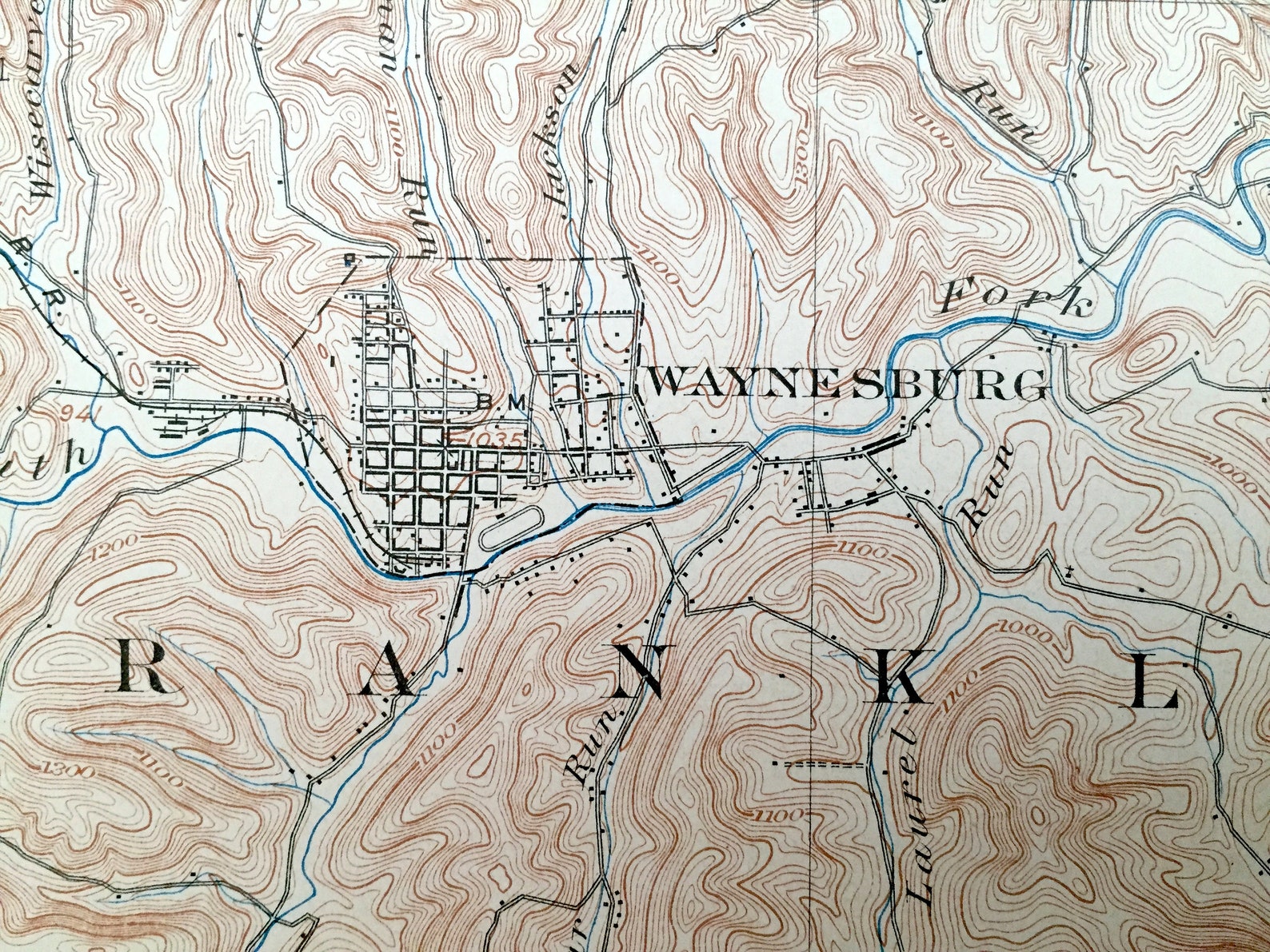 Antique Waynesburg, Pennsylvania 1904 US Geological Survey Topographic ...