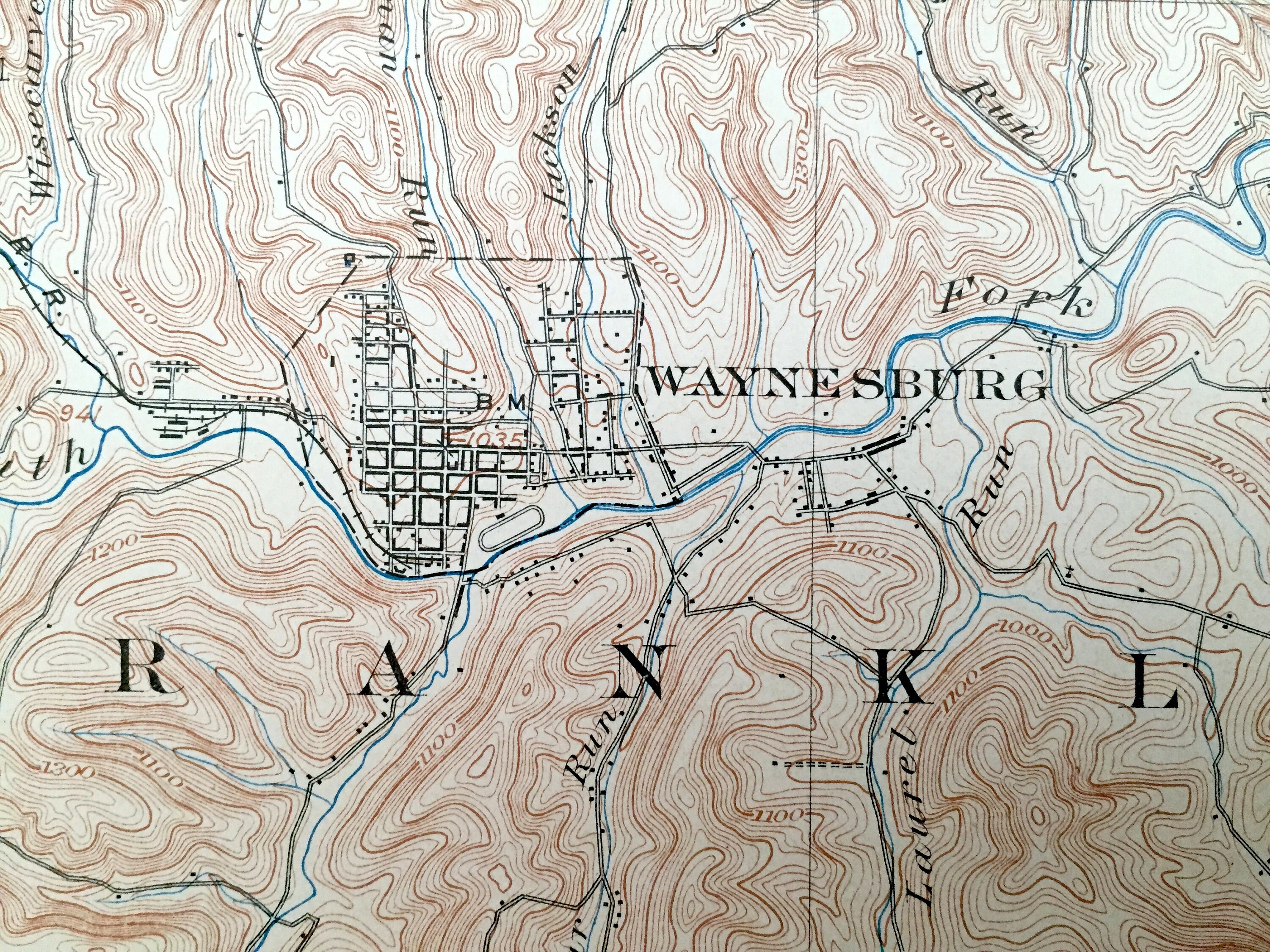 Antique Waynesburg, Pennsylvania 1904 US Geological Survey Topographic ...
