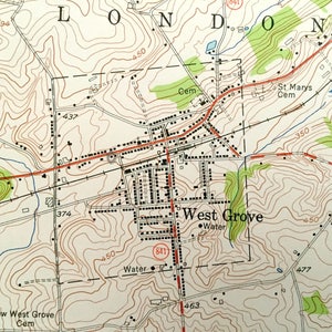 Antique West Grove, Pennsylvania 1953 US Geological Survey Topographic ...