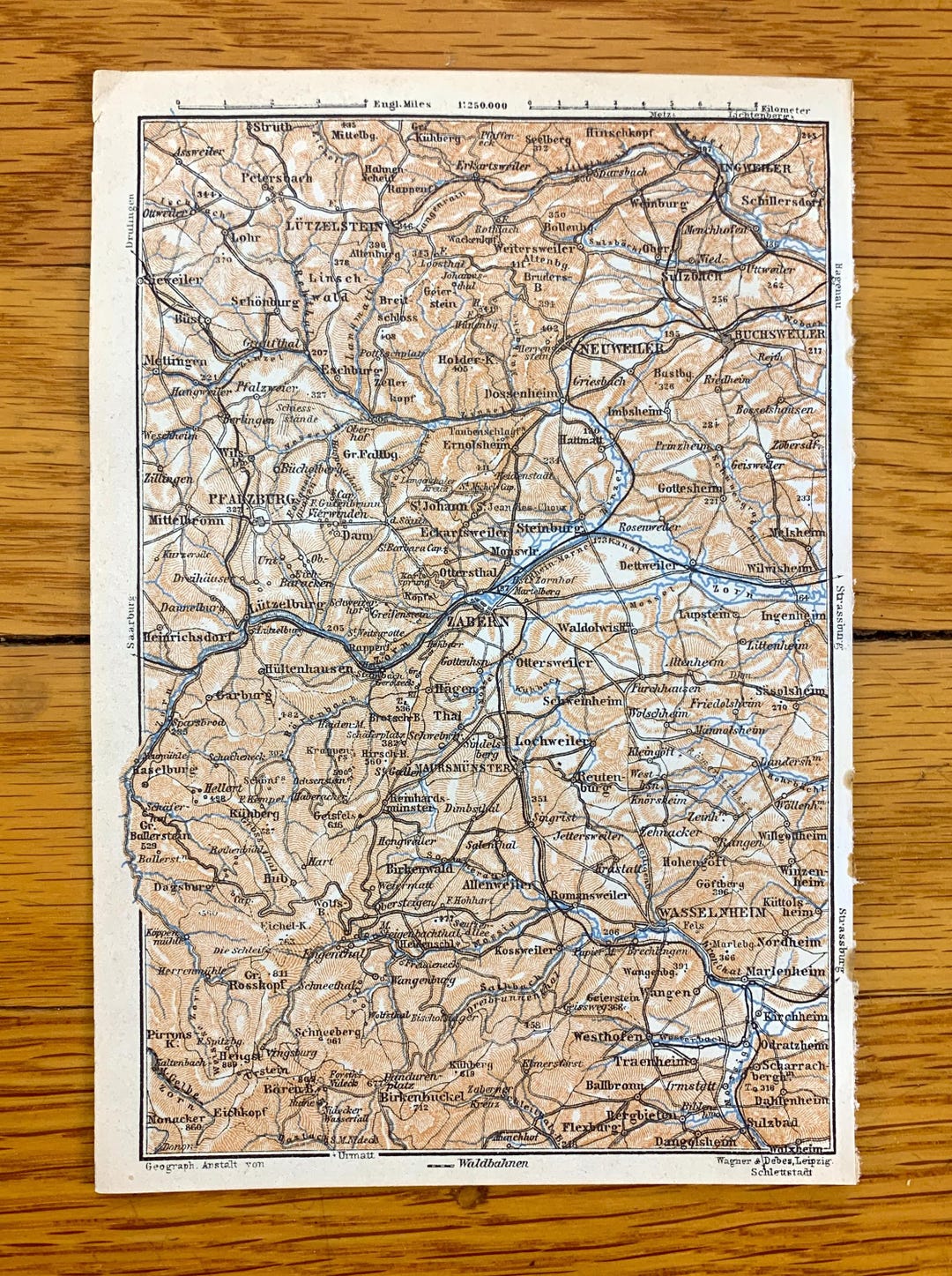 Antique 1911 Saverne, France, Map From Baedekers Guide Atlas – Zabern ...
