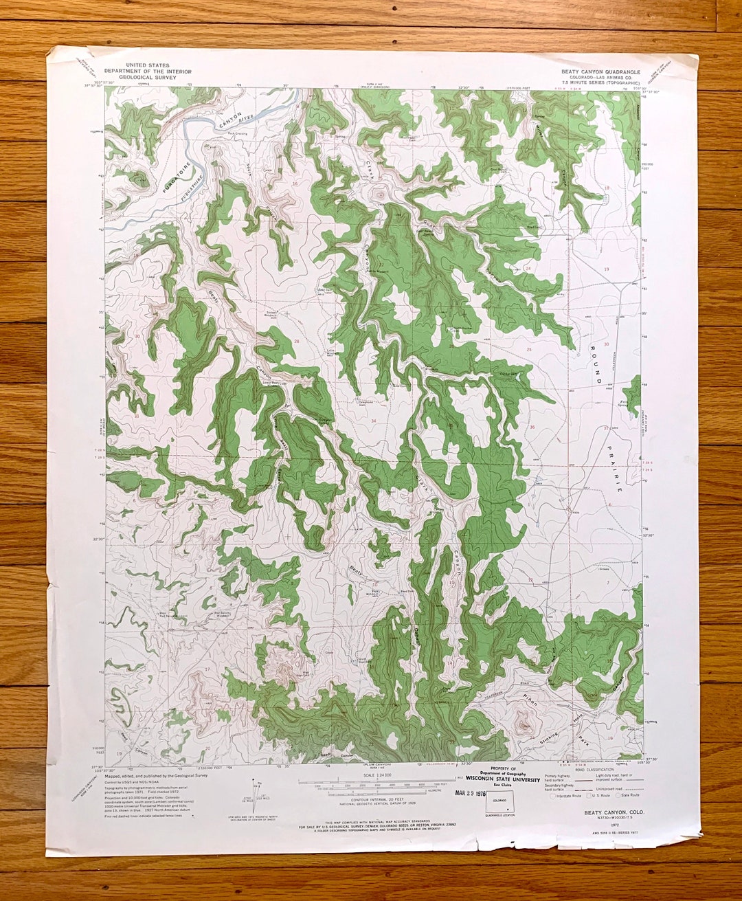Antique Beaty Canyon, Colorado 1972 US Geological Survey Topographic ...