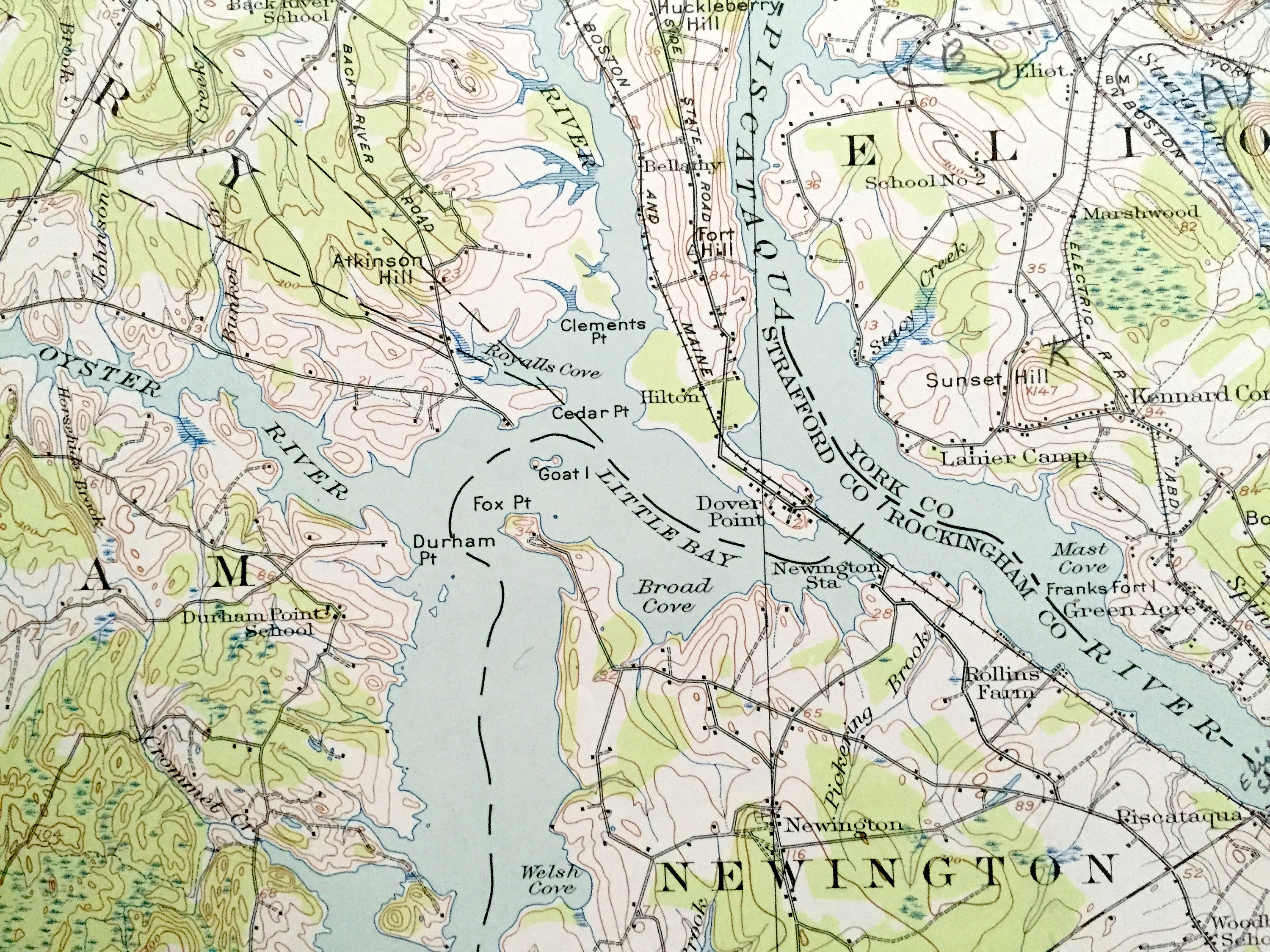 Antique Dover, New Hampshire 1916 US Geological Survey Topographic Map ...