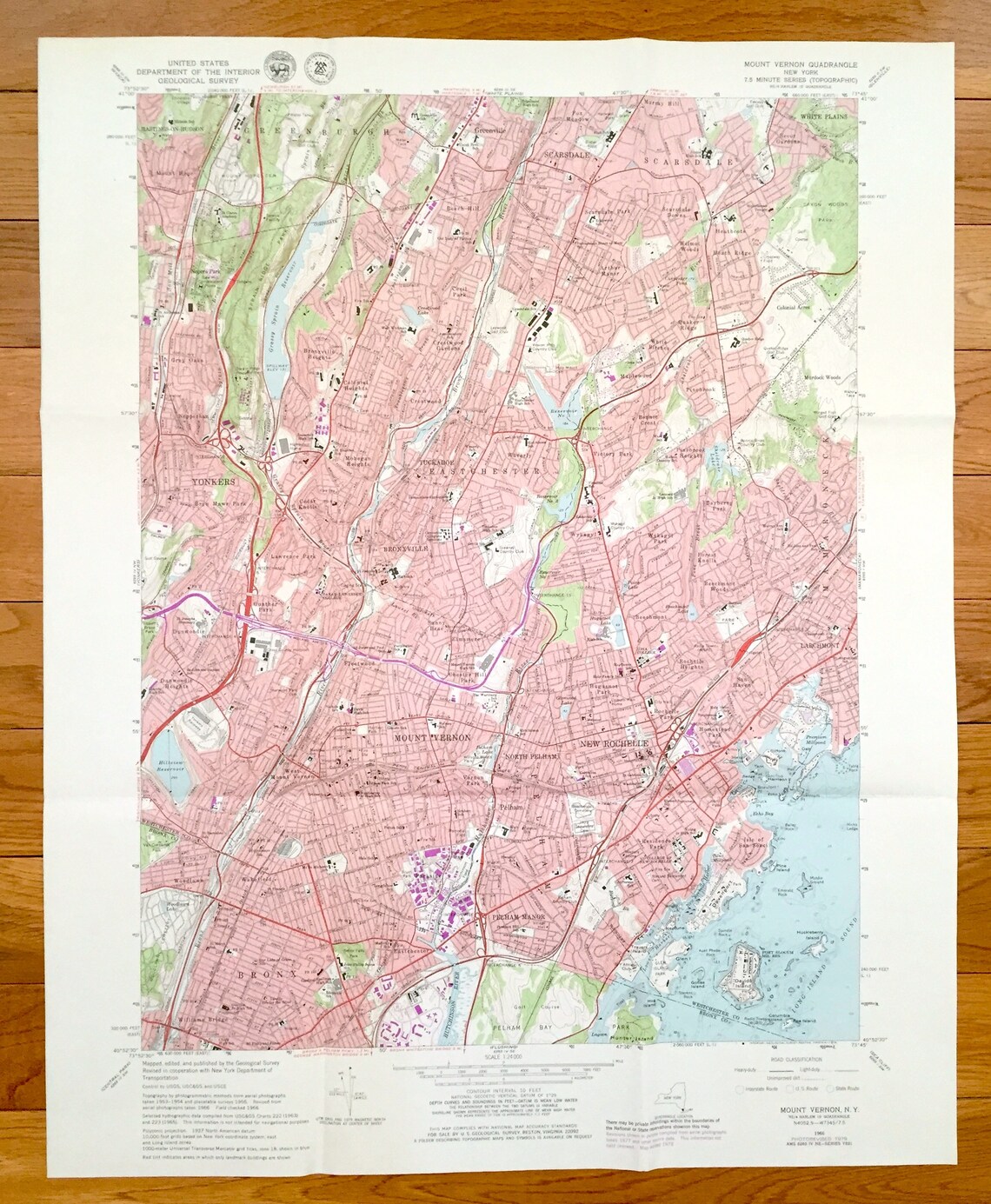 Antique Mount Vernon New York 1966 US Geological Survey - Etsy