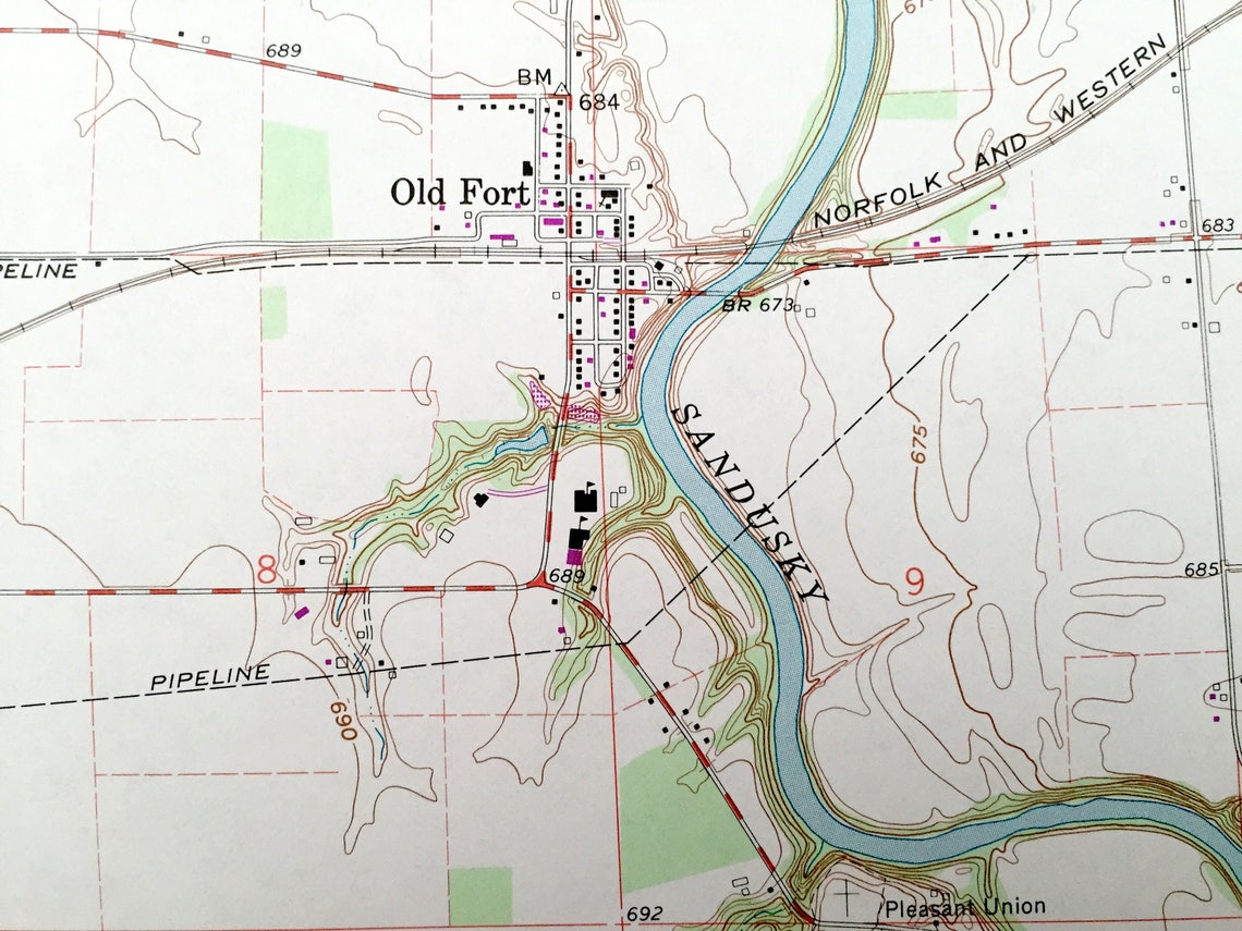 Antique Tiffin Ohio 1960 US Geological Survey Topographic Map | Etsy