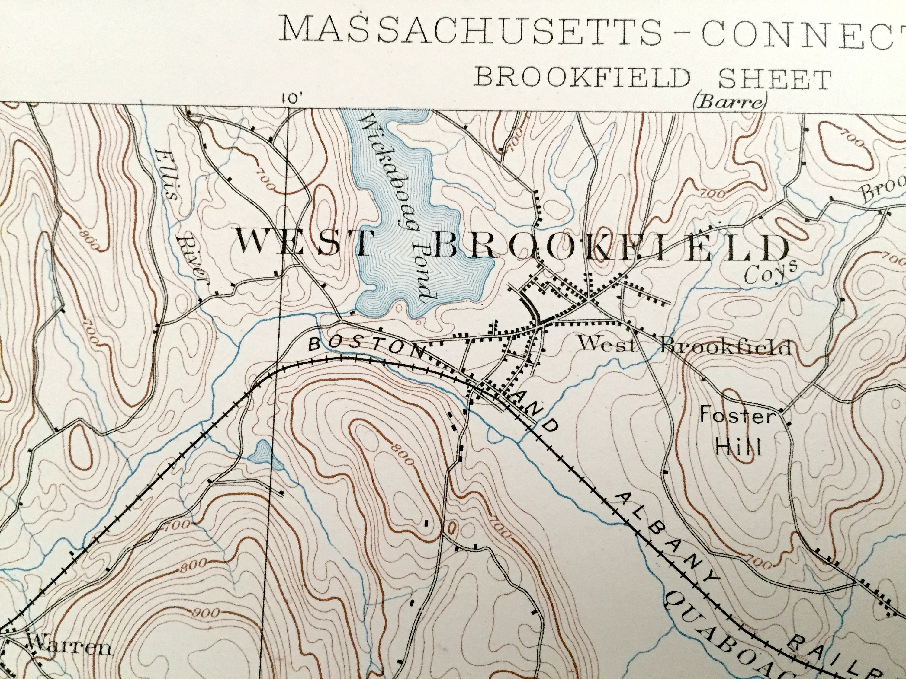Antique Brookfield Massachusetts 1893 US Geological Survey | Etsy