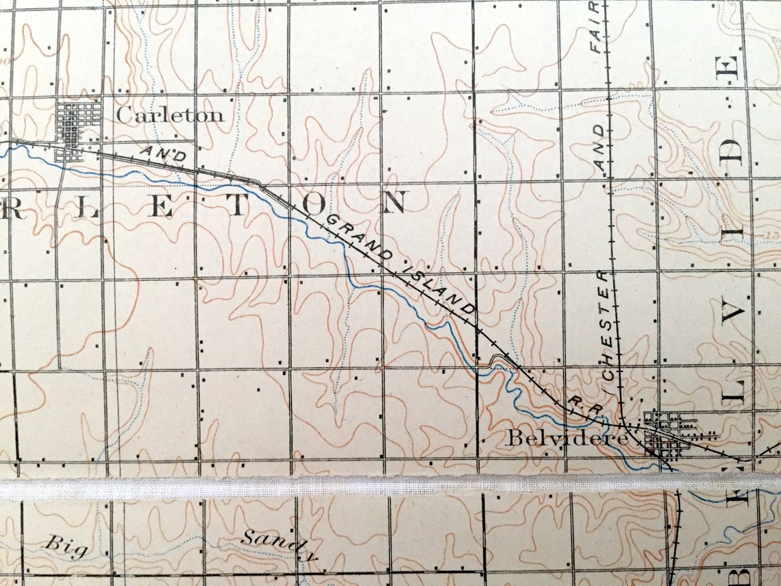 Antique Hebron Nebraska 1898 US Geological Survey Topographic | Etsy