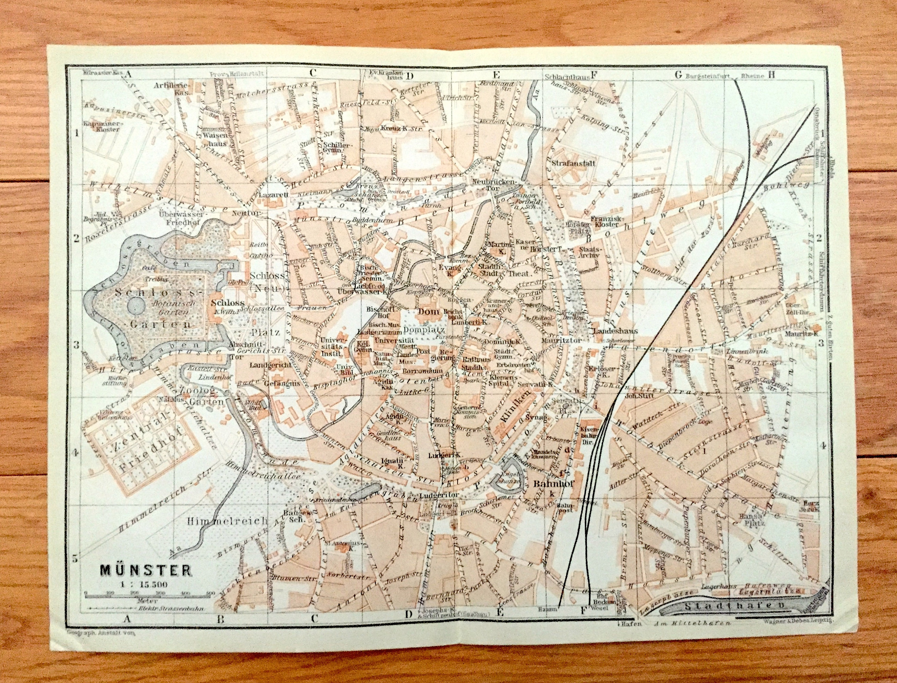 Antique 1925 Munster Germany Map from Baedekers Guide Atlas | Etsy