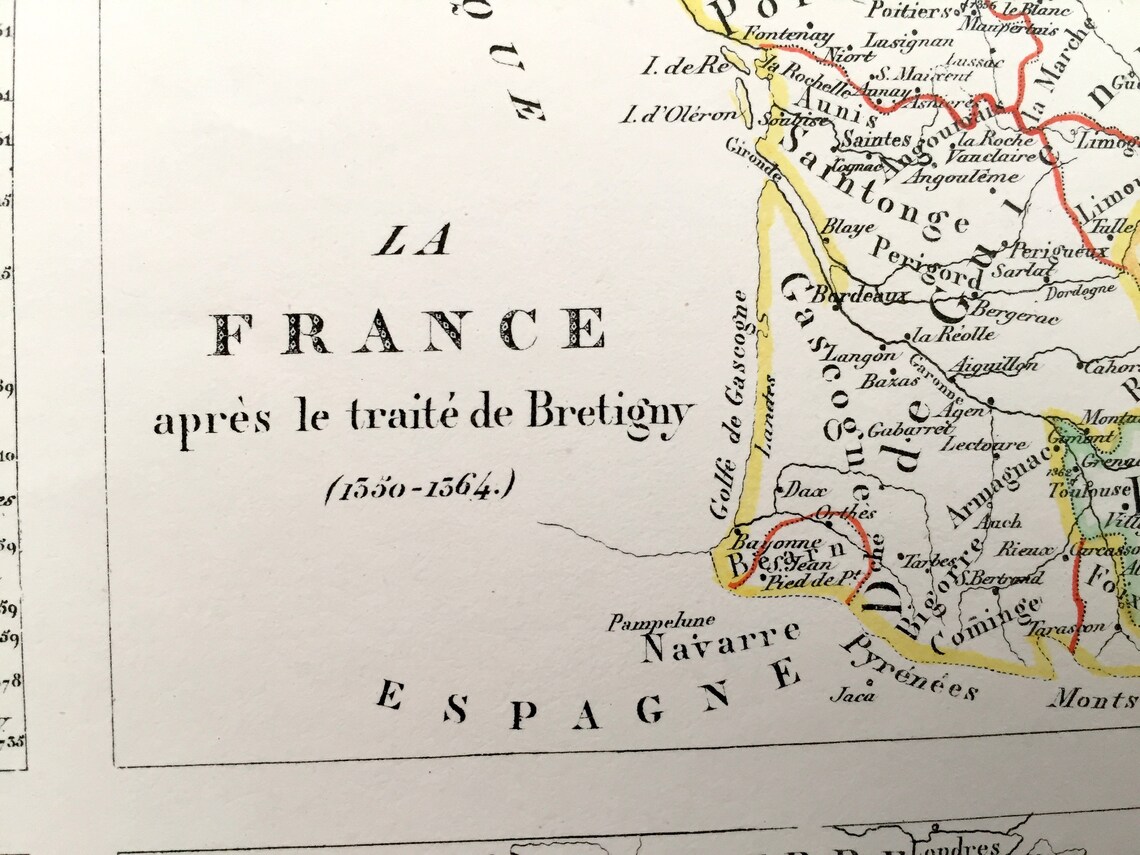 Antique 1835 Ancient France Map From JG Heck's Atlas Géographique ...