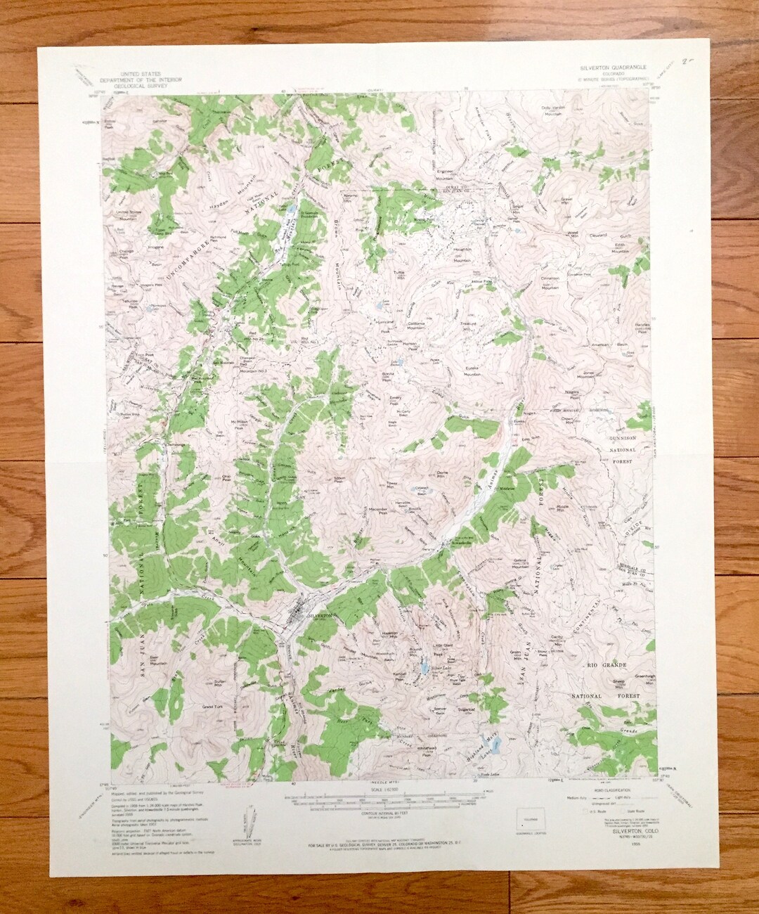 Antique Silverton, Colorado 1955 US Geological Survey Topographic Map ...