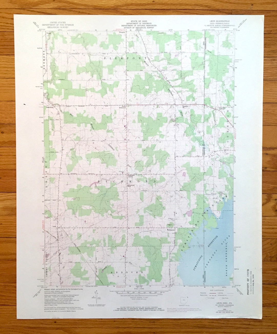 Antique Leon, Ohio 1959 US Geological Survey Topographic Map ...
