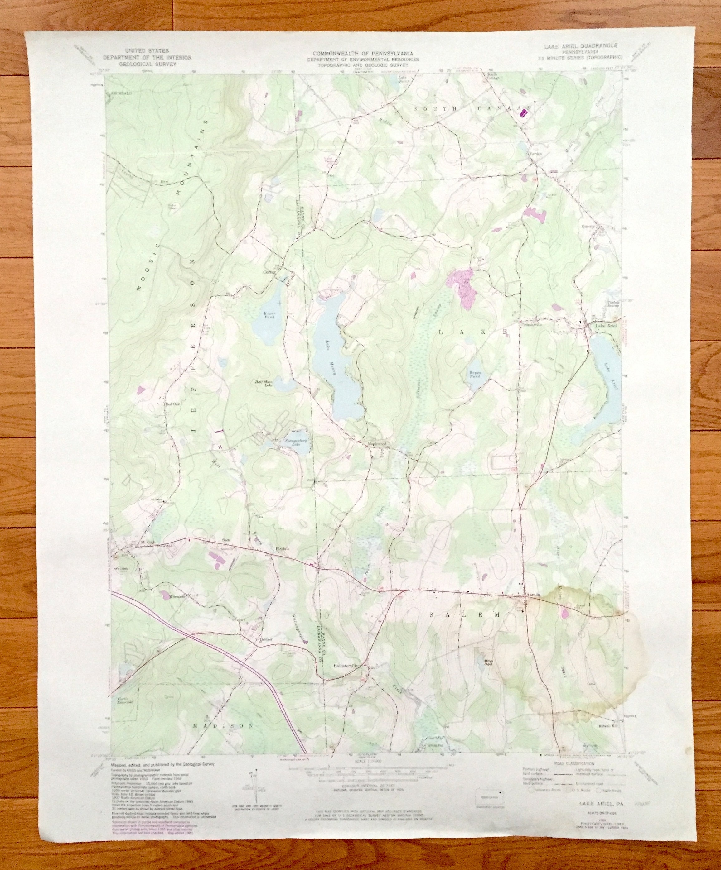 Antique Lake Ariel Pennsylvania 1966 US Geological Survey - Etsy Australia