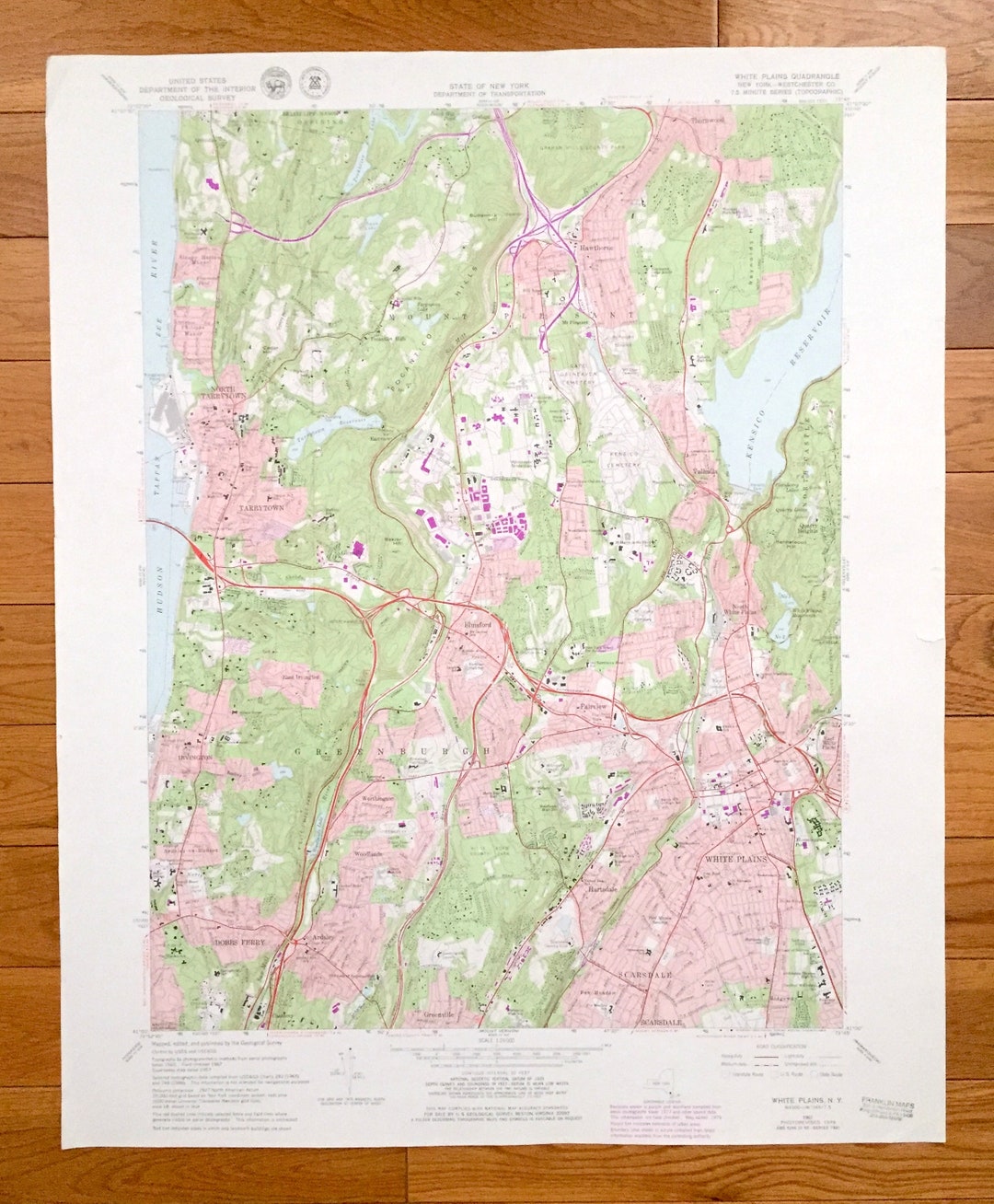 Antique White Plains, New York 1967 US Geological Survey Topographic ...