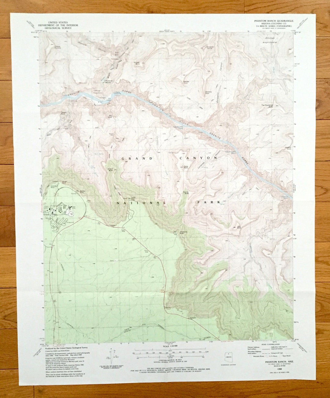 Antique Phantom Ranch, Arizona 1988 US Geological Survey Topographic ...