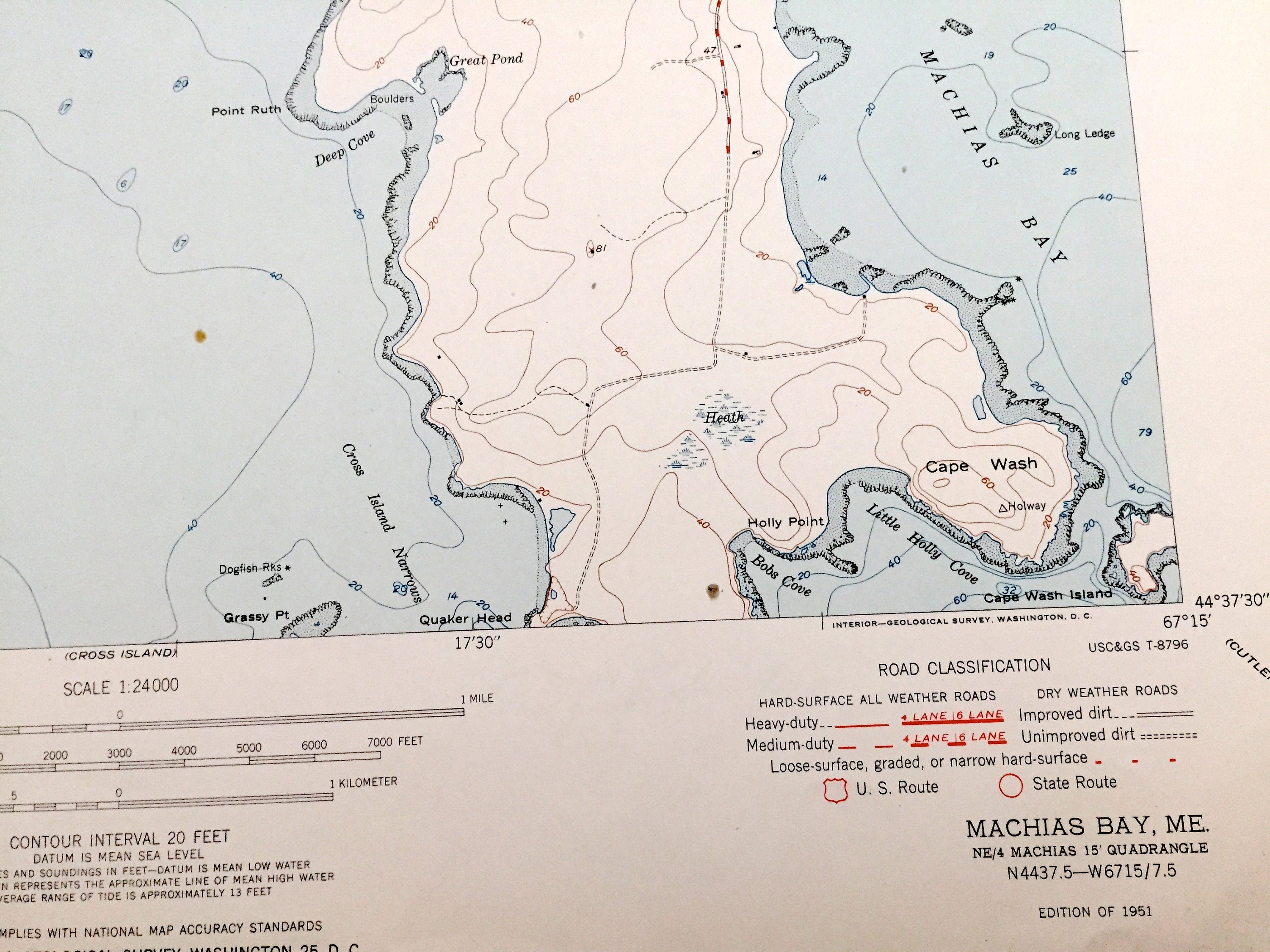 Antique Machias Bay Maine 1951 US Geological Survey - Etsy UK