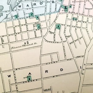 Antique 1871 City of Fall River, Massachusetts Map From F.W. Beers ...