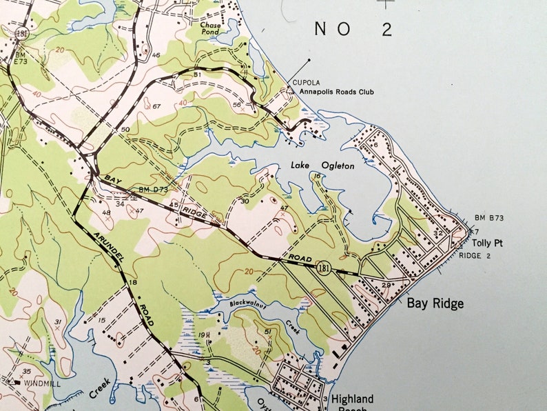 Antique Annapolis, Maryland 1953 US Geological Survey Topographic Map ...