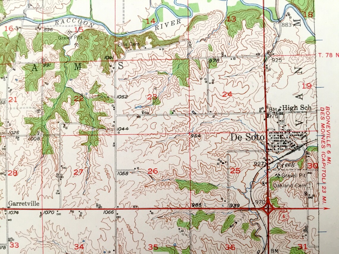 Antique Adel Iowa 1949 US Geological Survey Topographic Map | Etsy