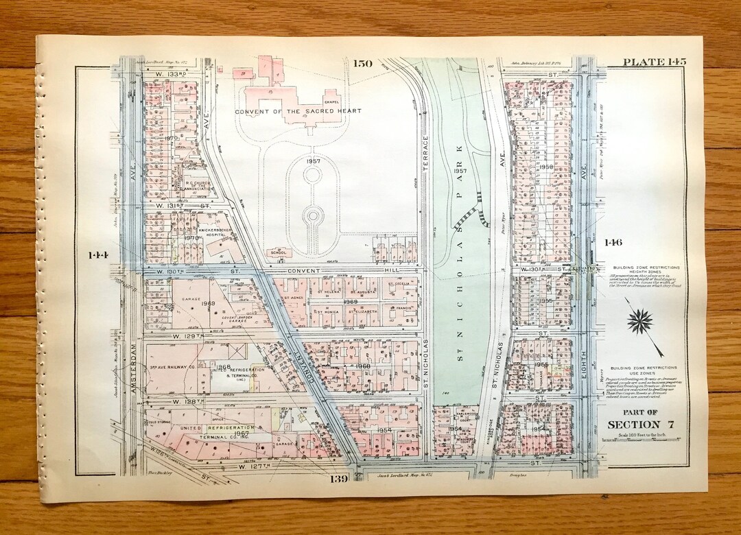 Antique Manhattan, New York City Map From Bromley's 1925 Manhattan Land ...
