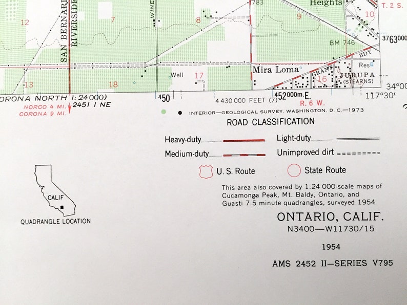 Antique Ontario California 1954 US Geological Survey | Etsy