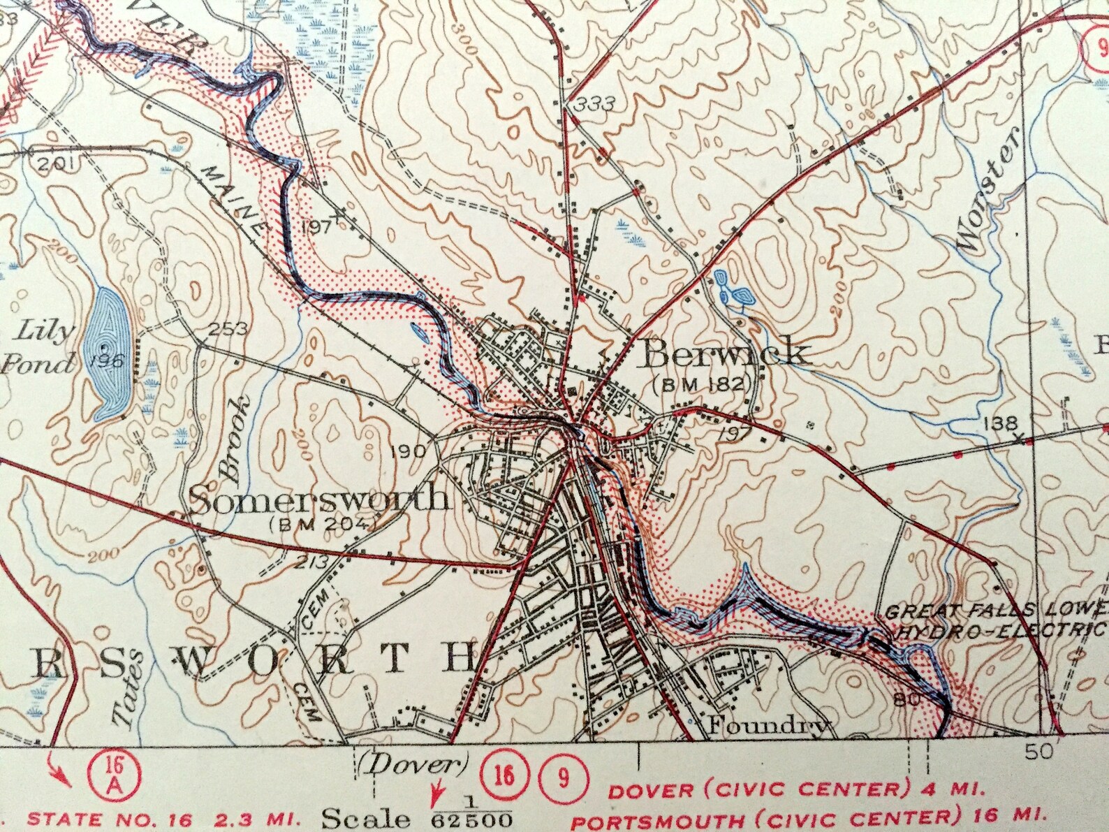 Antique Berwick Maine 1944 US Geological Survey Topographic - Etsy