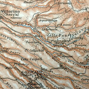 Antique 1913 Palestrina, Italy Map From Baedekers Guide Atlas ...